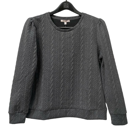 IB Diffusion | Sweaters | New Ib Diffusion Gray Cable Knit Puff Sleeve ...